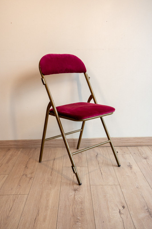 Chaise pliante velours rouge